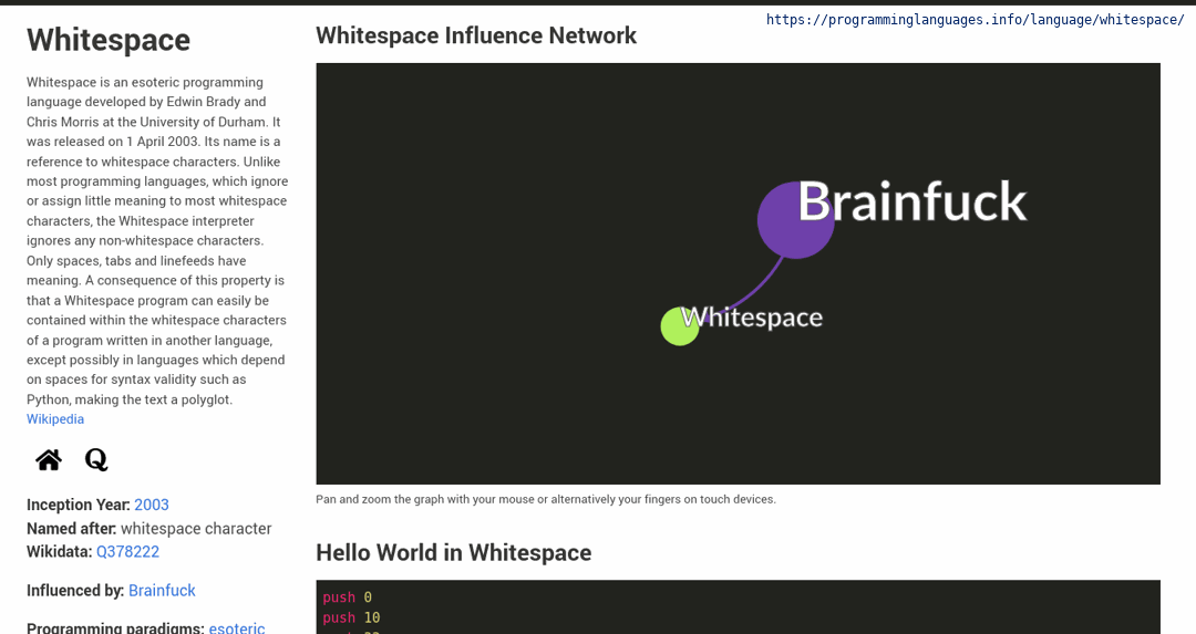 Whitespace Programming Language Information Resources